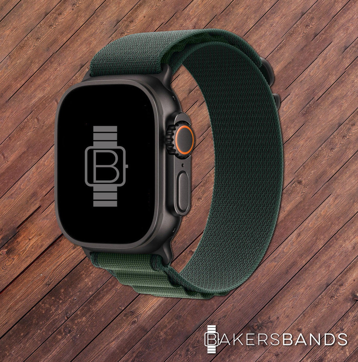 Alpine Loop Band (High Quality) for Apple Watch - Dark Green with Black ...