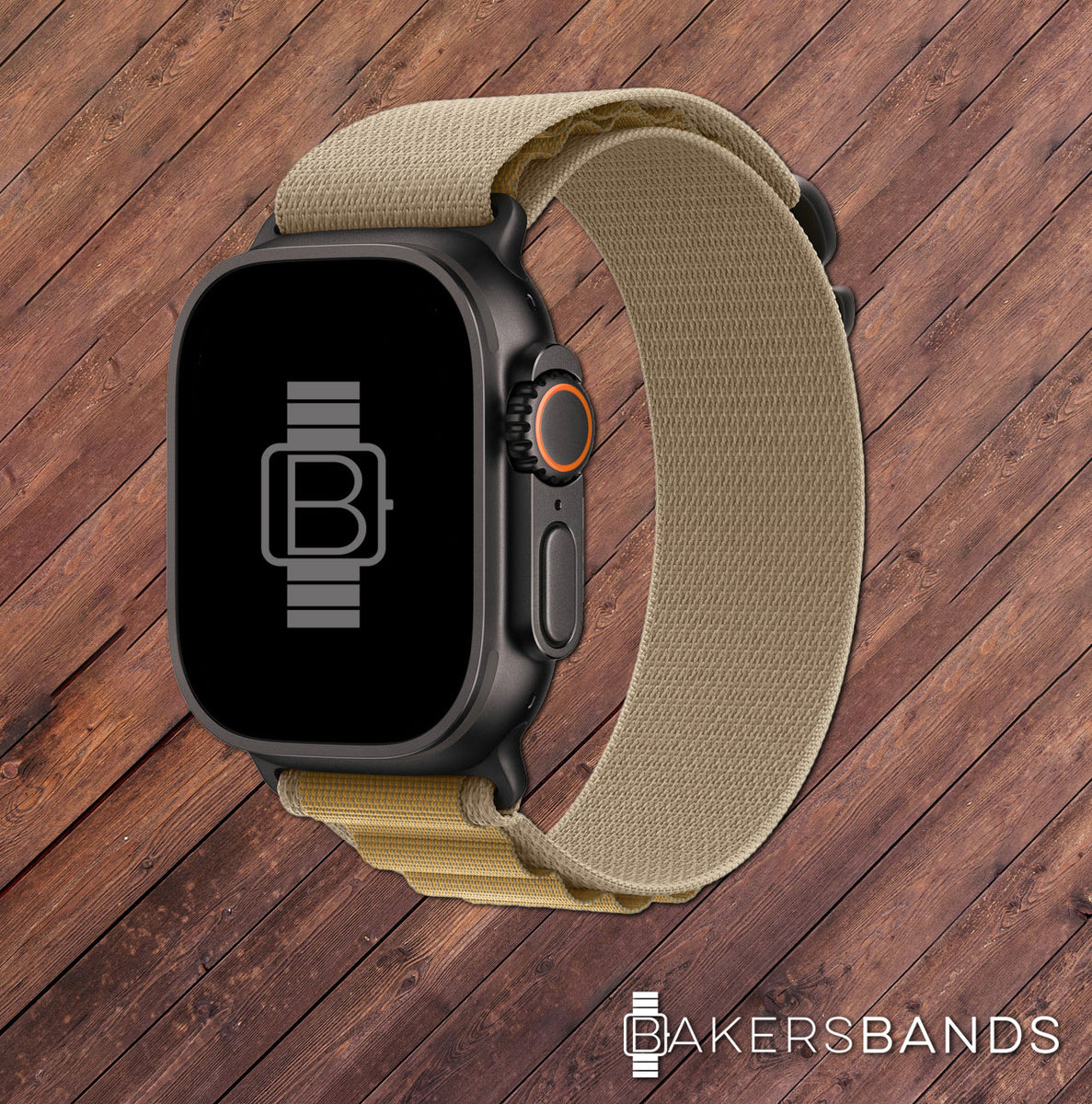 Alpine Loop Band (High Quality) for Apple Watch - Tan with Black ...